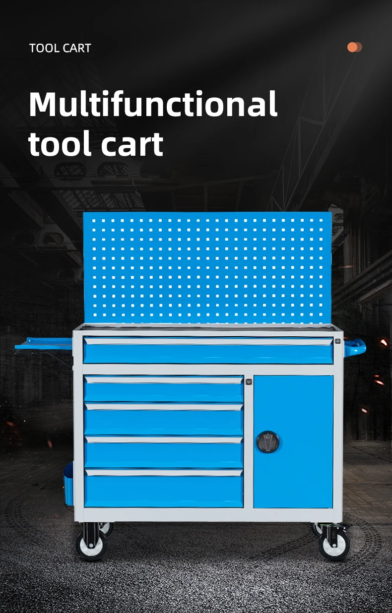 Drawer Steel Tool Cabinet Cart Utility Workshop Cart Metal Cnc Rolling ...