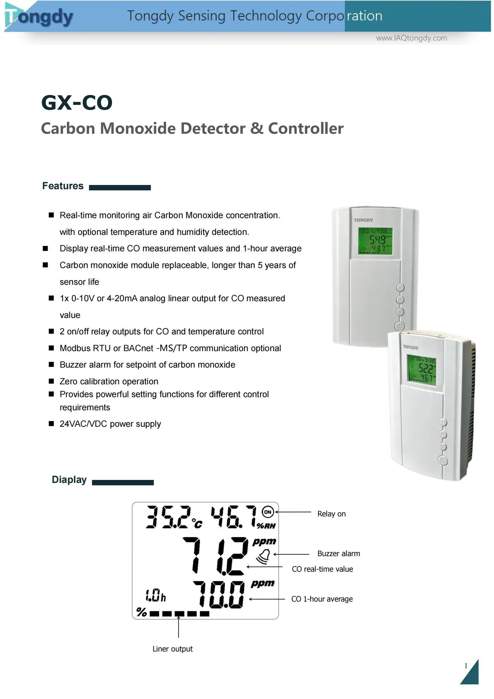Professional Big Screen Carbon Monoxide Controller Ce Well - Buy Carbon ...