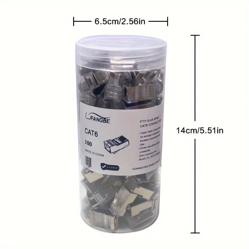 Fast Cabl Cat 6 Wire Rg45 Connector Ethernet Cable Pass Through 8p8c ...