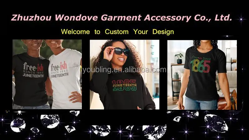 Custom Juneteenth Free-ish Since 1865 Rhinestones Transfer Design Motif ...