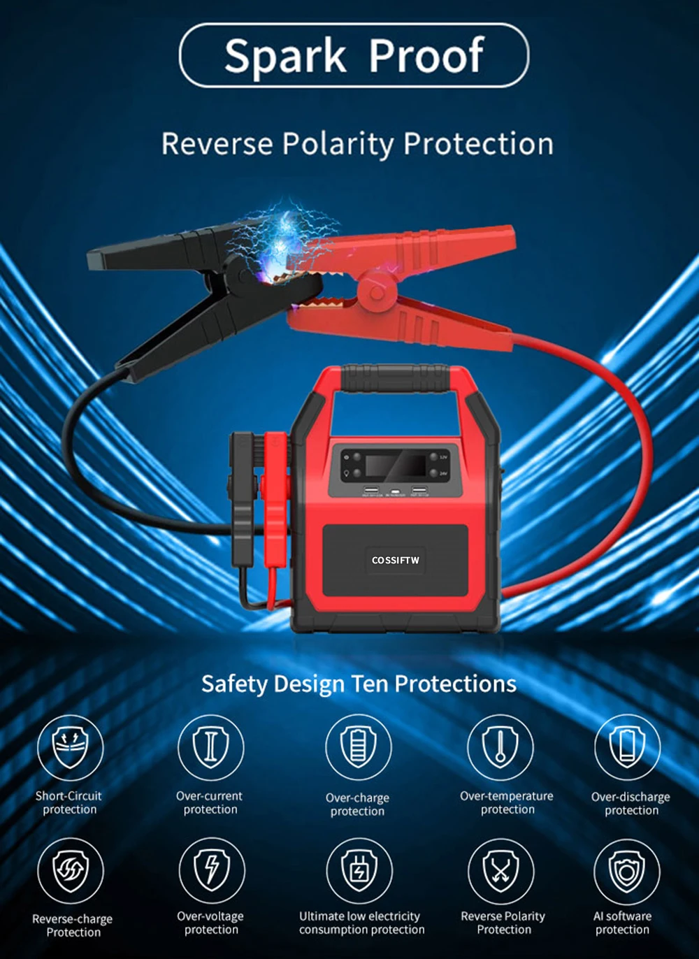 12V & 24V Jump Starter 5000Amp Lithium Battery Booster Jumper Box with ...