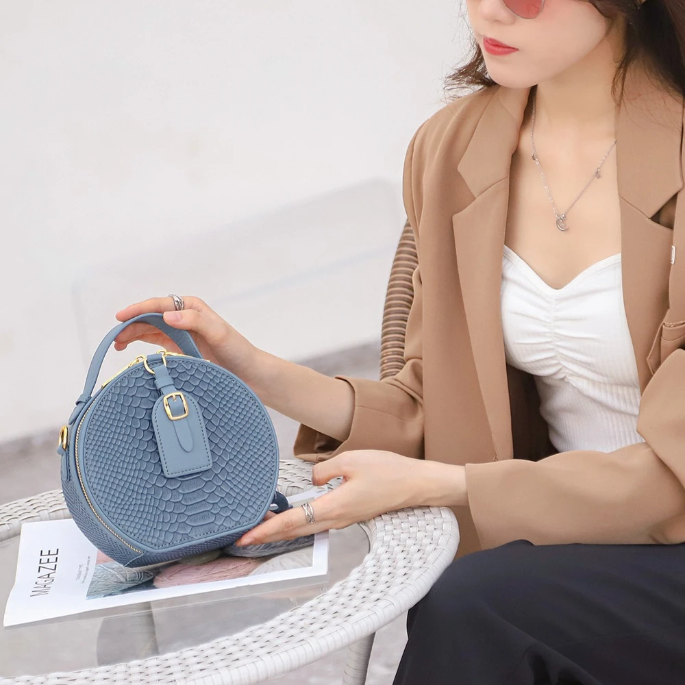 Classic Designer Unique Small Round Shape Leather Snake Women'S ...