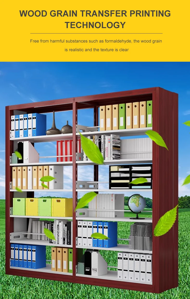 Tall Modern Study Room Set - Wood Image Steel Book Shelves