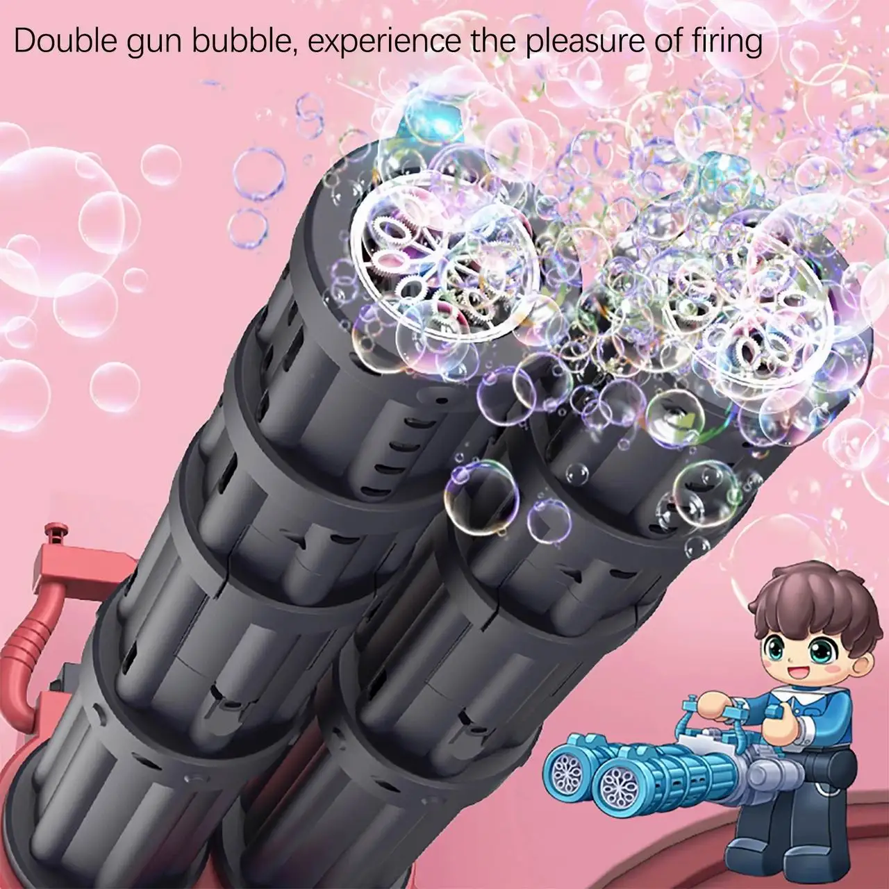 Bubble Gun Double-tube Automatic Bubble Machine Soap Bubbles Electric ...