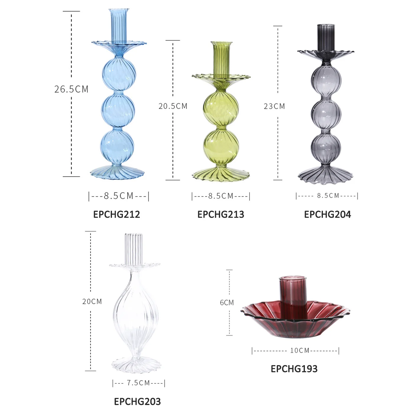 Minimalist High Borosilicate Colorful Taper Candle Stick Glass ...