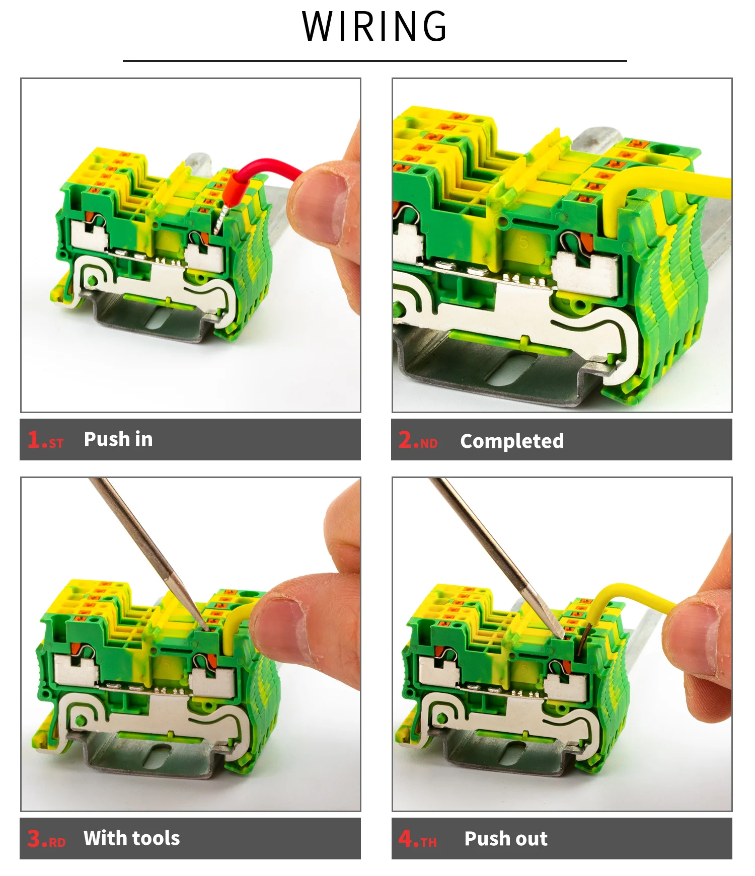 Chfrpu Din Rail Spring Grounding Terminal Block Copper Earthing ...