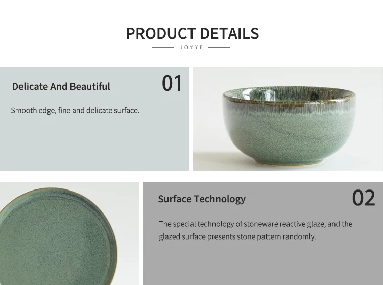 Joyye Customizable Reactive Glaze Ceramic Dinnerware Set with Cups ...