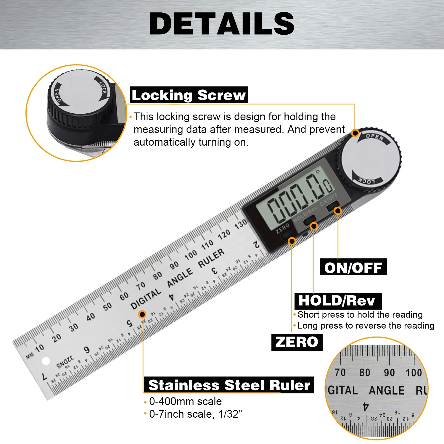 Stainless Steel Angle Finder - Precision Digital Caliper