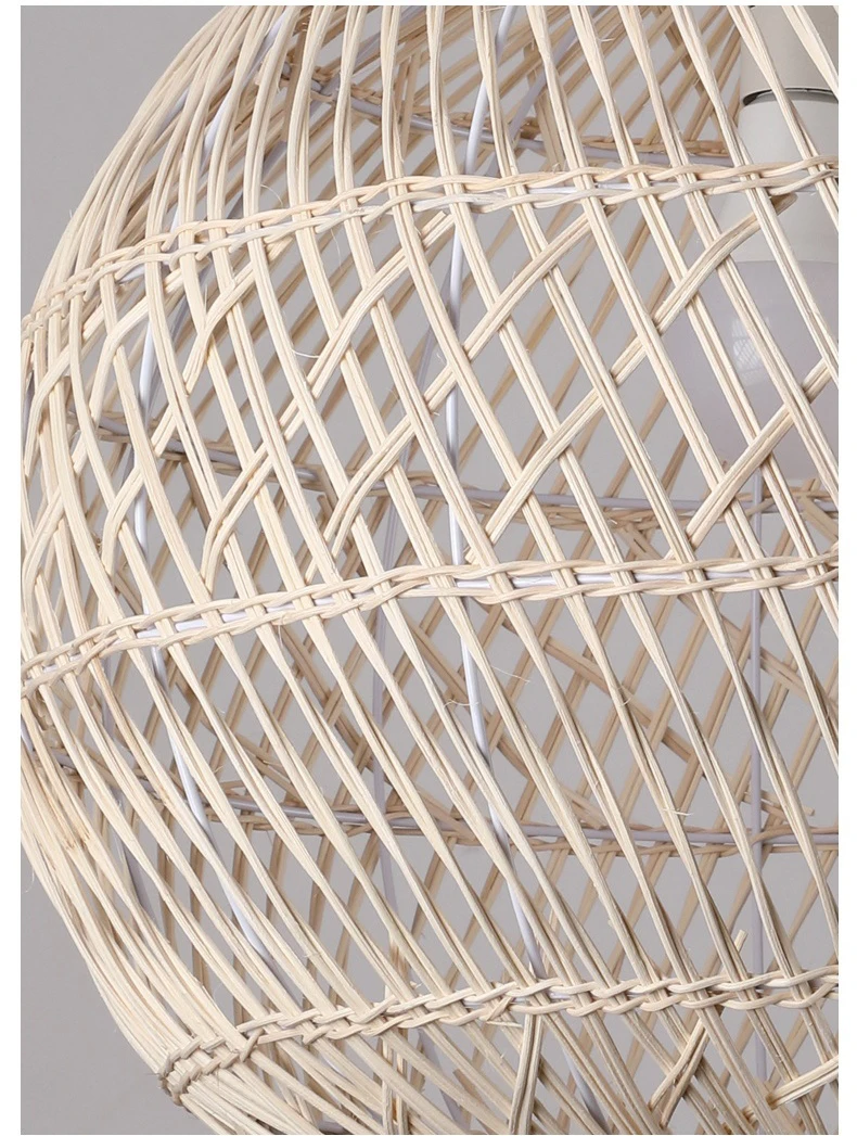 Vintage Bamboo Wicker Rattan Wave Shade Pendant Light