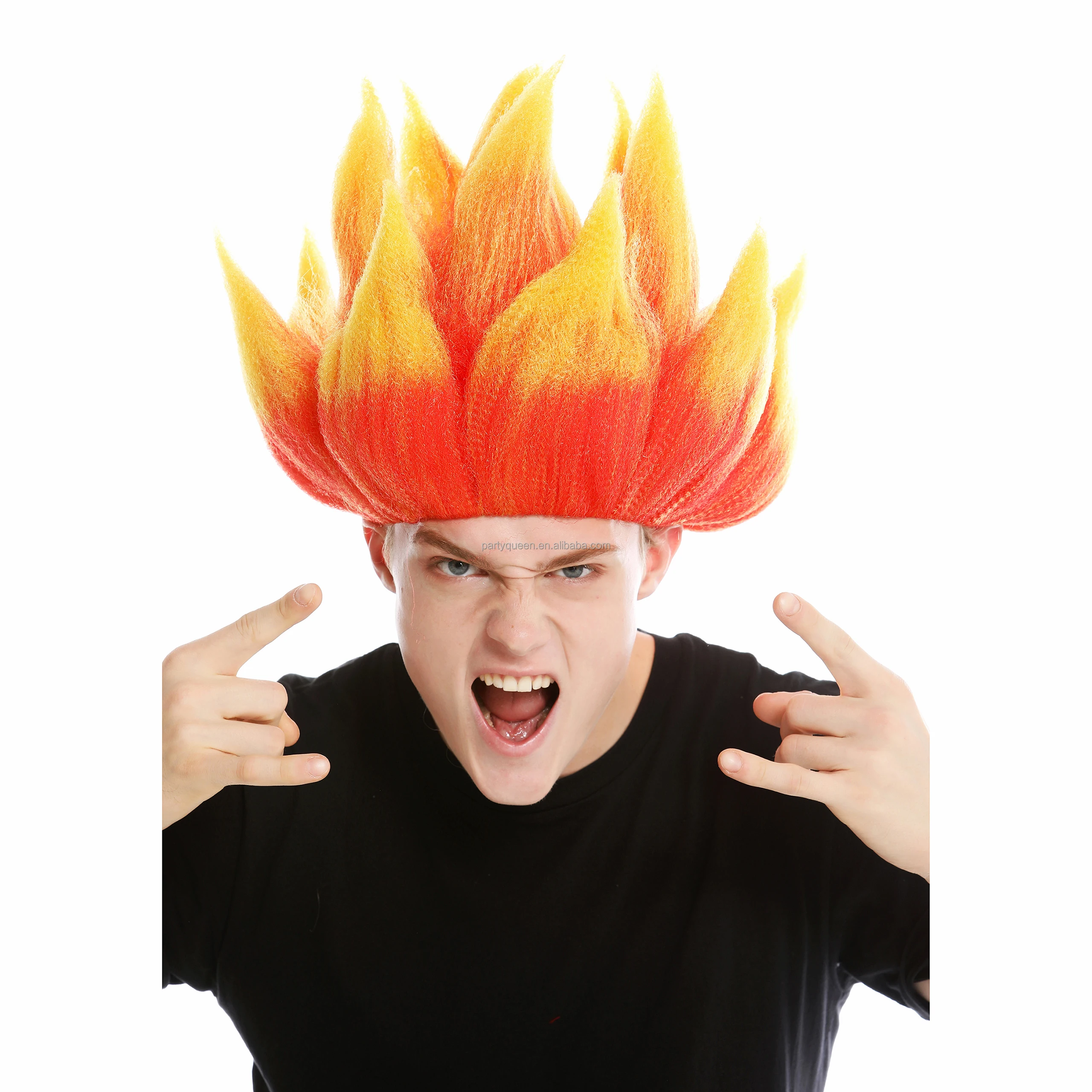 Orange and Yellow Party Flame Costume Wig for Carnival and Halloween ...