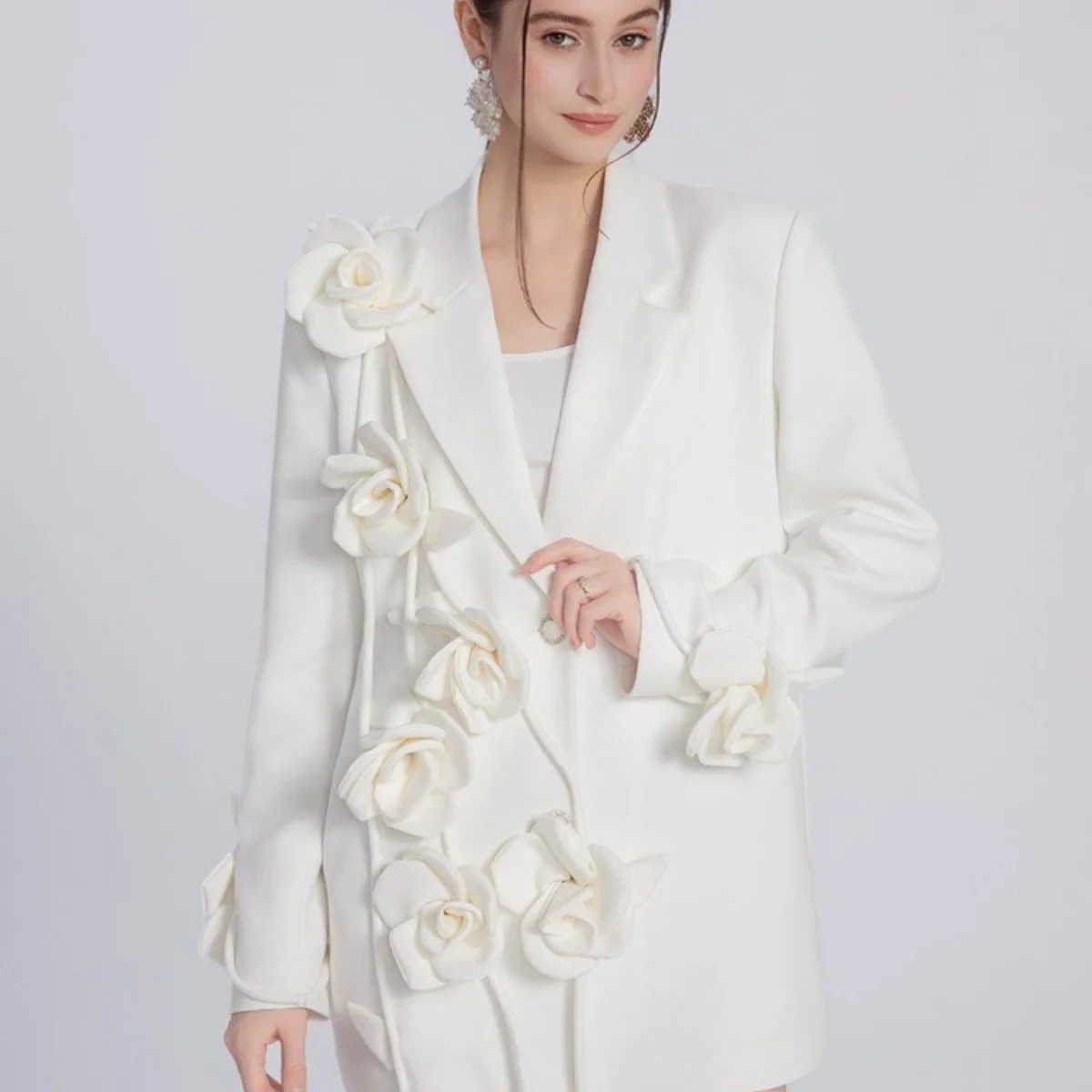 Ocstrade Fashion Design 3D Flowers Women Oversize Blazer