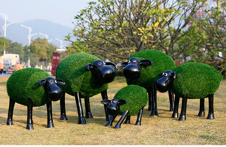 Life Size Statue Cartoon Turf Sheep Giant Polyresin Animal Sculpture ...