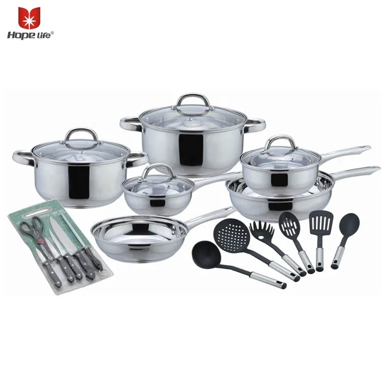 23 PCS palm restaurant stainless steel cookware pot set with kitchen ...