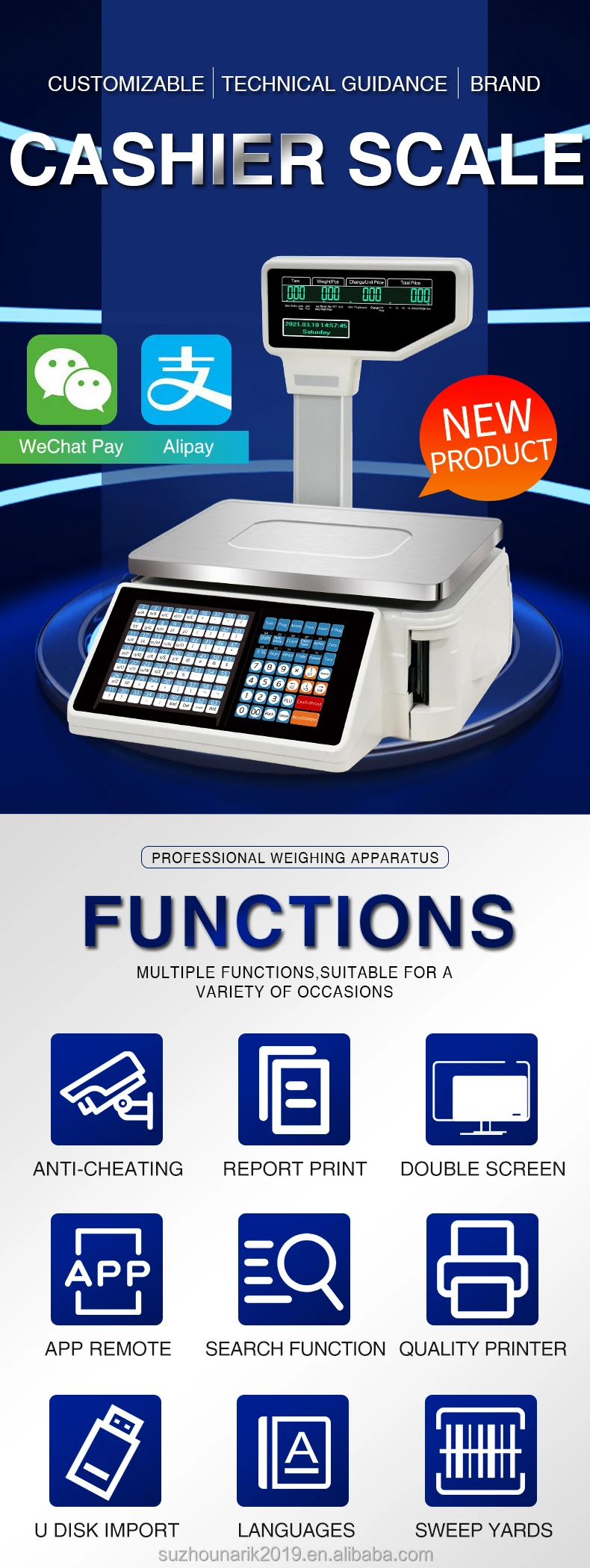 Nvk Tma Receipt Label Printing Scale 15kg/30kg Electronic Digital Cash ...