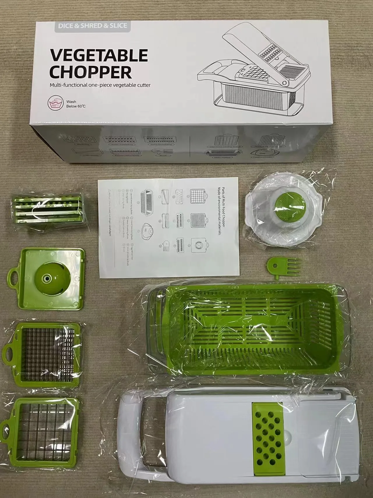 Manual Fruit Vegetable Chopper - 14 in 1 Multifunctional Tool