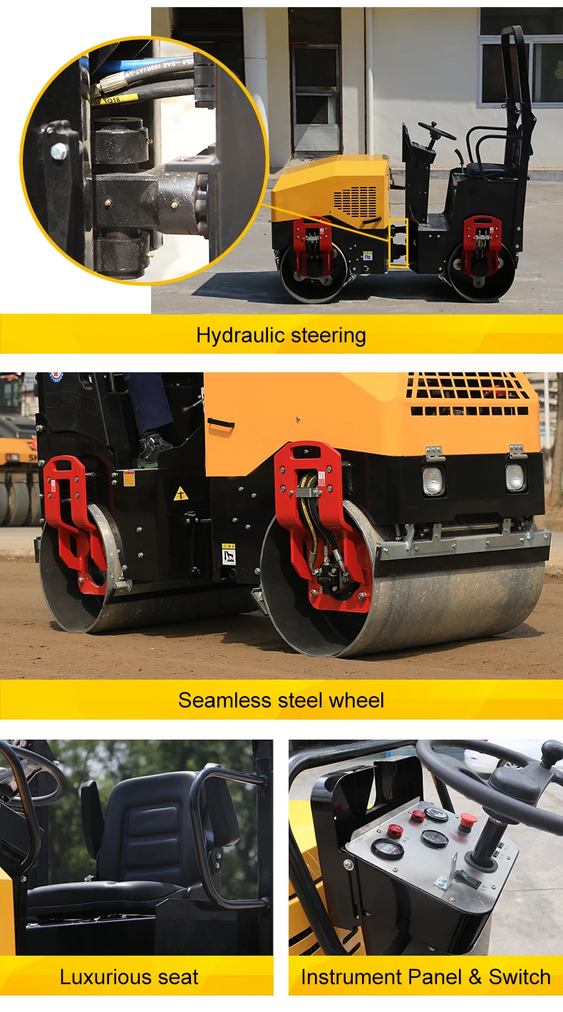 1 Ton Hydraulic Vibratory Asphalt Vibration Compactor Diesel Motor Road ...