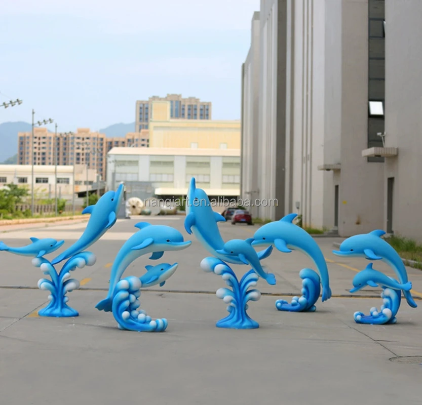 Life Size Realistic Cartoon Dolphin Statue for Outdoor