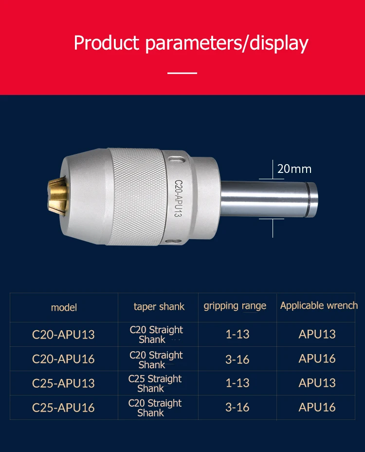 Cnc Milling Apu Integrated Keyless Drill Chuck Bt40-apu16 Clamping Range 1-16mm - Buy One-piece ...