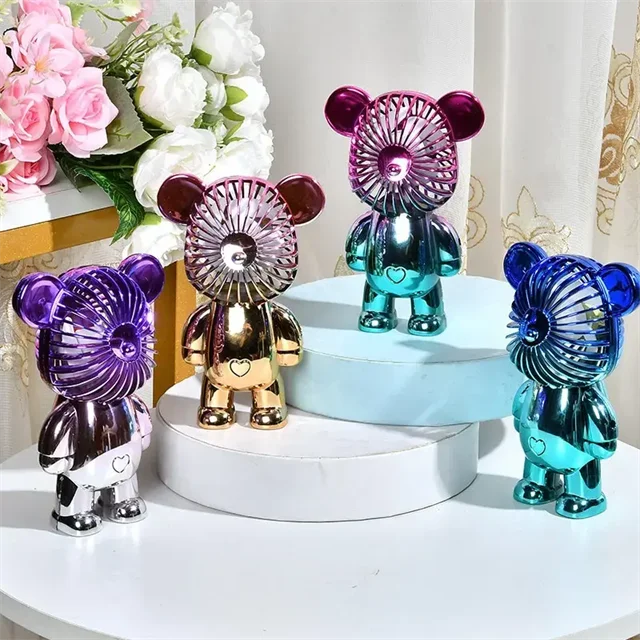 Mini Portable Hand Bear Electric Fans Cooling Small Rechargeable Table ...