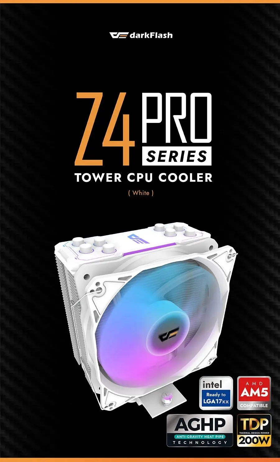 Darkflash Products Z4 White Aluminum Heat Pipe 12v 120mm Electric Rgb ...
