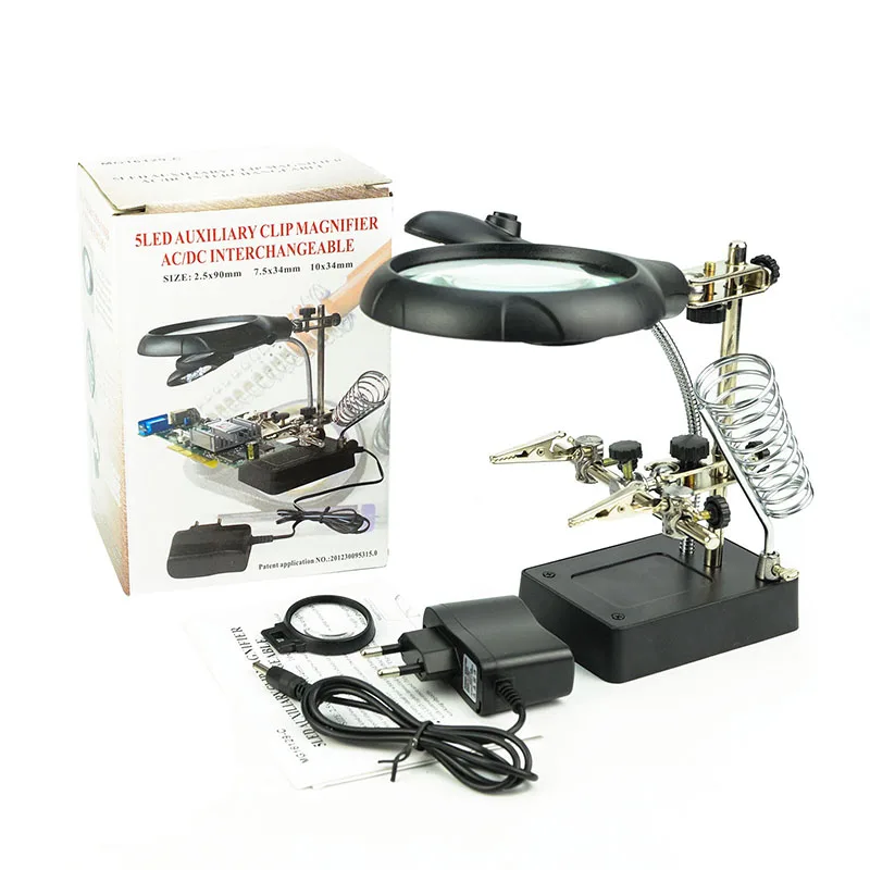 Welding Magnifying Glass 5 Led Auxiliary Clip Magnifier 3 In1 Hand ...
