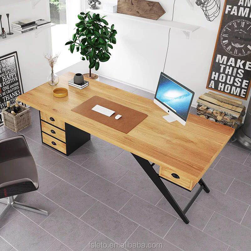 Industrial Solid Wood Office Desk - Modern Design 175x75x75cm, Custom ...