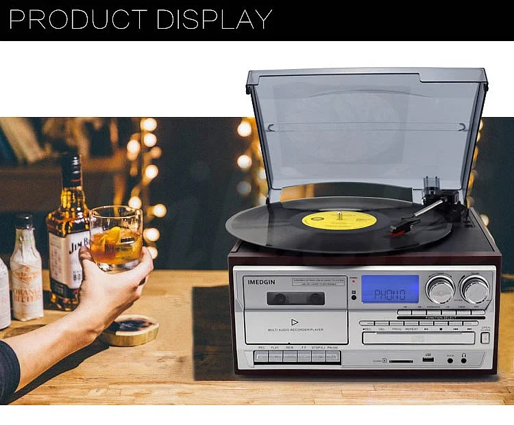 Vinyl Record Player with Multi-Functionality and Bluetooth