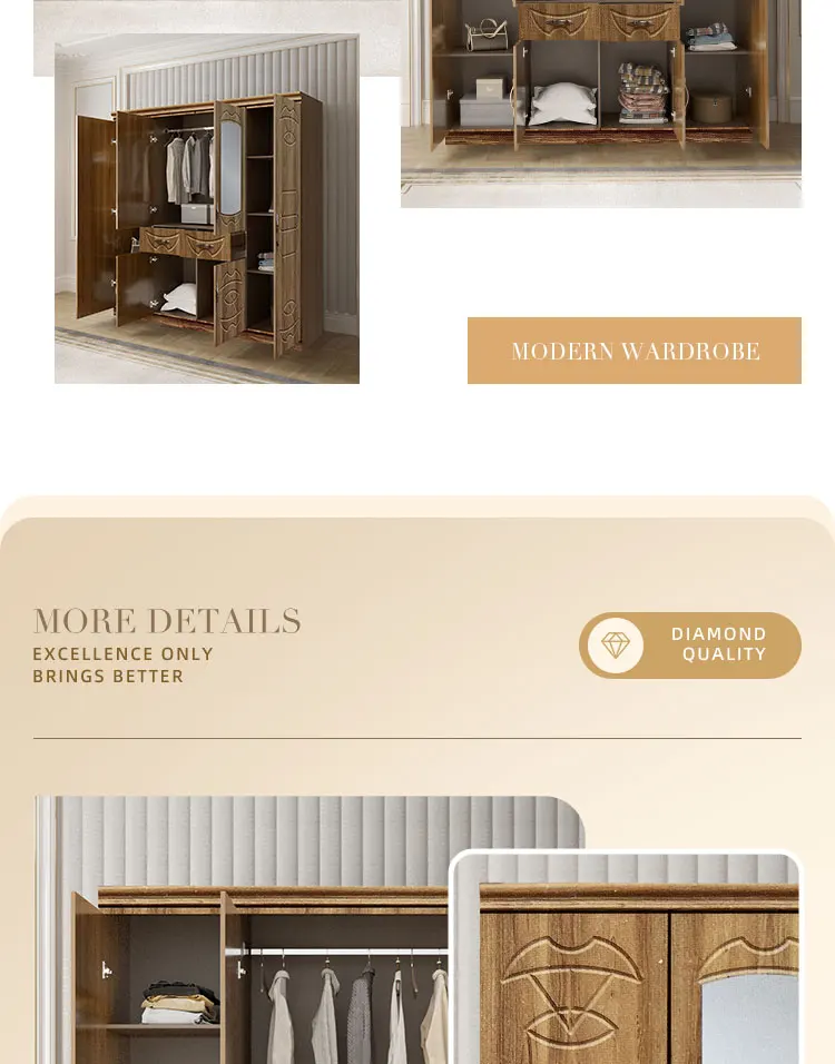 Modern Design Mdf Panel Wood 4 Door Bedroom Wall Storage Modern Design ...