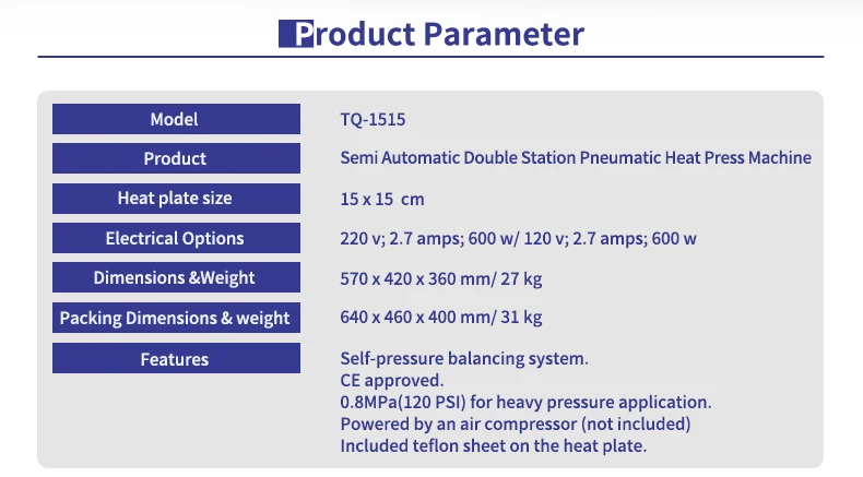TQ1515 Laser Positioning Pneumatic Heat Press Machine