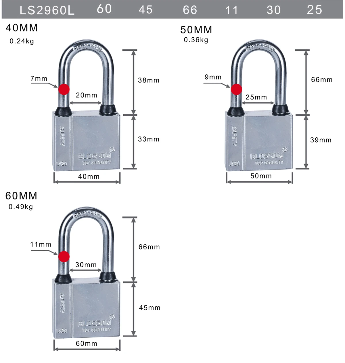 Ls29l Zhejiang Padlock Long Shackle Chrome Plating Square Iron Pad Lock ...