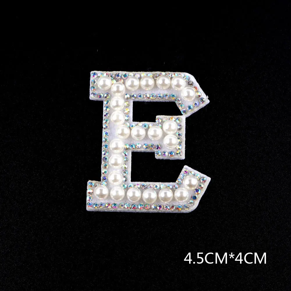 Custom Embroidery Pearls Letters Sewing Patches Alphabet Rhinestone ...