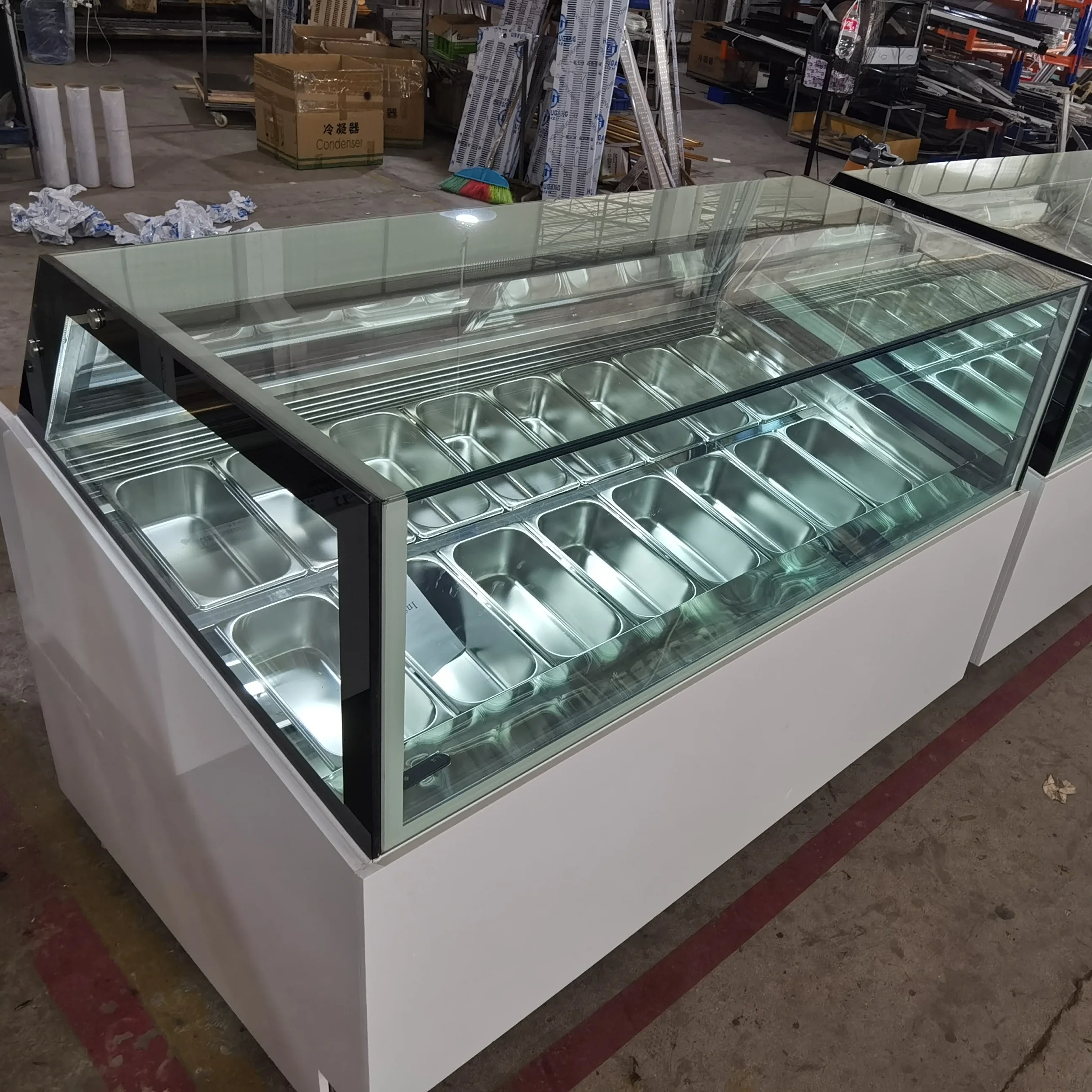 New Design Icecream Gelato Display Freezer Showcase With Straight Glass ...