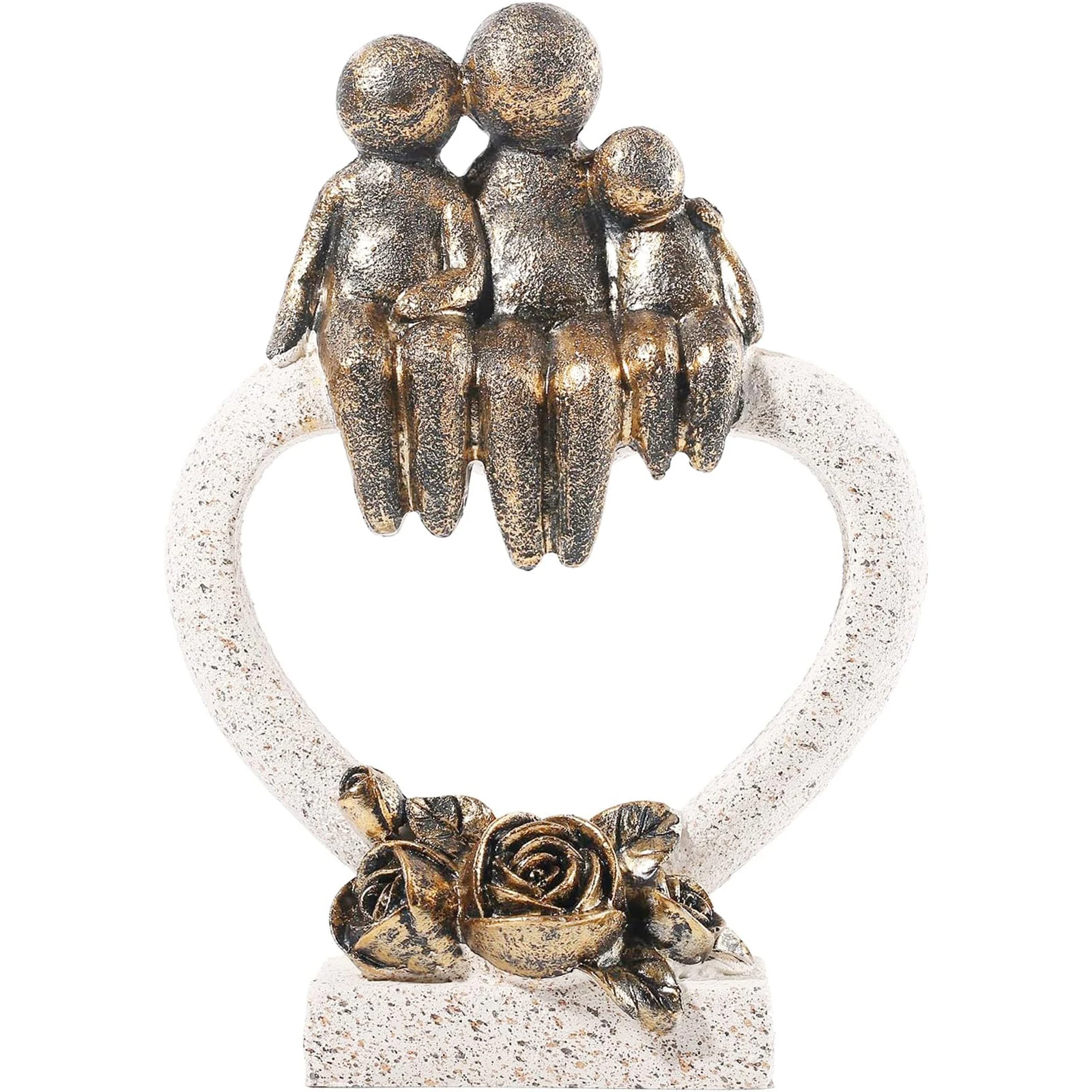 Family Of 3 Resin Figurines Antique Bronze Abstract Sculpture On Beige ...