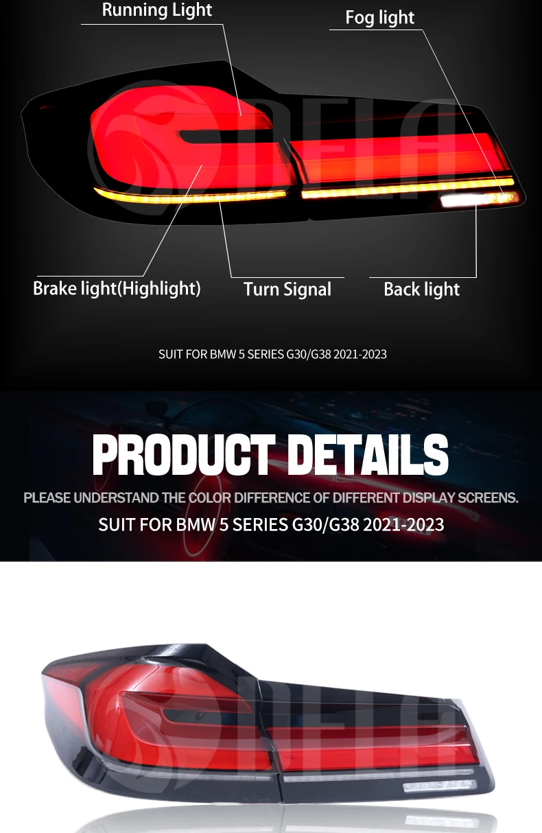 Inner Car Lights for BMW G30 LED Tail Lamp New LCI Blackened LED Tail ...