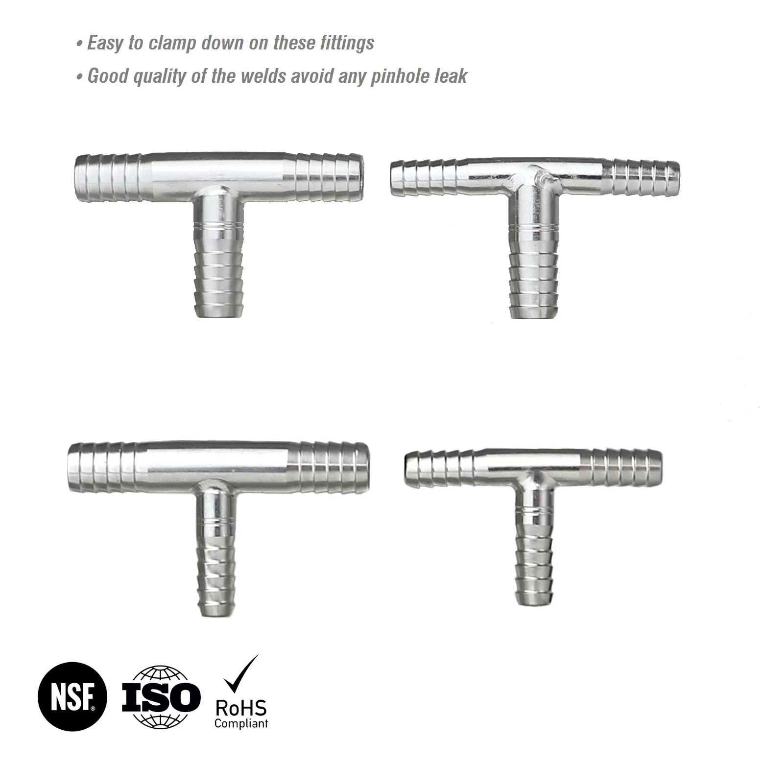 5/16 In For Tees End C Diameter Crimp & Hose Barb Fittings 5-Piece ...