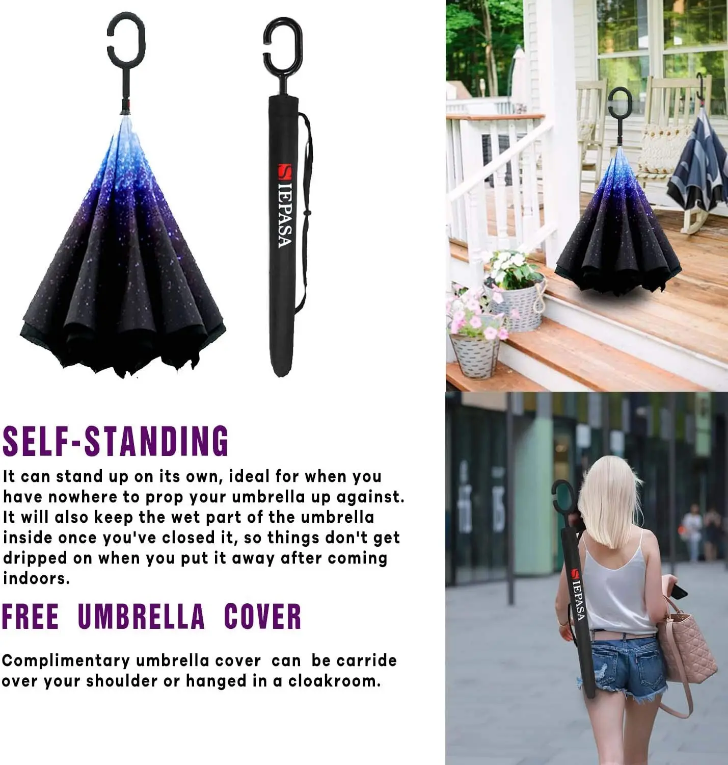 Inverted Reverse Upside Down Umbrella With C-shaped Handle,Anti-uv ...