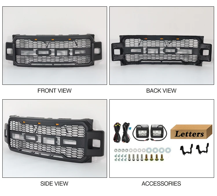 Custom Car Grills Raptor Style Front Bumper Grille With Letters For ...