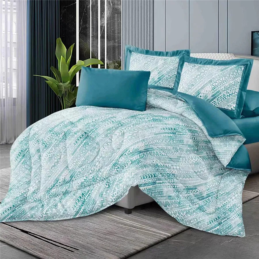 Solid Floral Full Size Bedding Comforter Set - 7 Pcs Oem