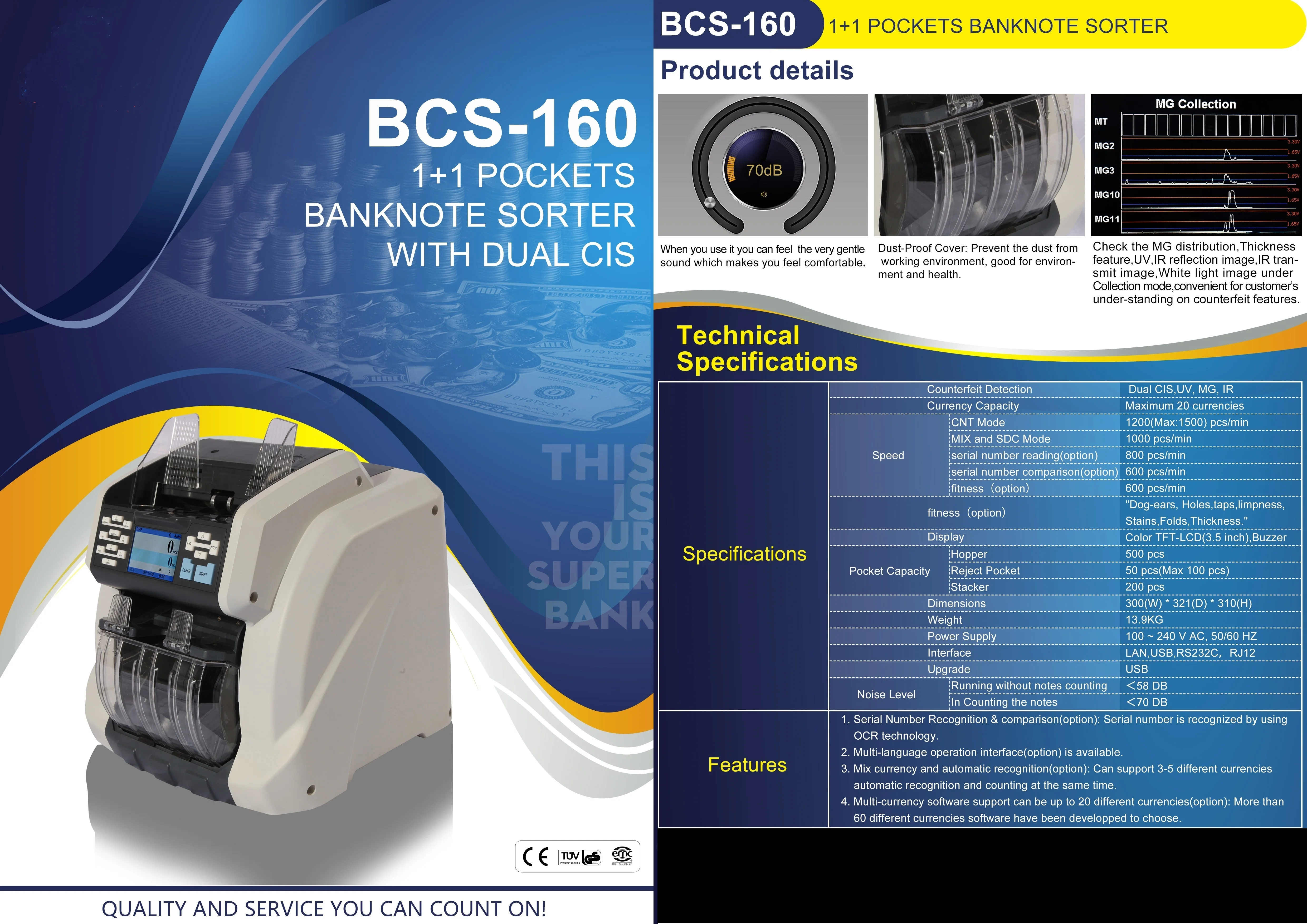 BCS-160 Banknote Counter High Quality Wholesale Mix Currency Counting ...