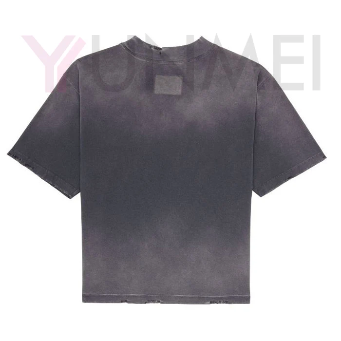 Custom Oversize Acid Wash Sun Fade Bleached Boxy T Shirt