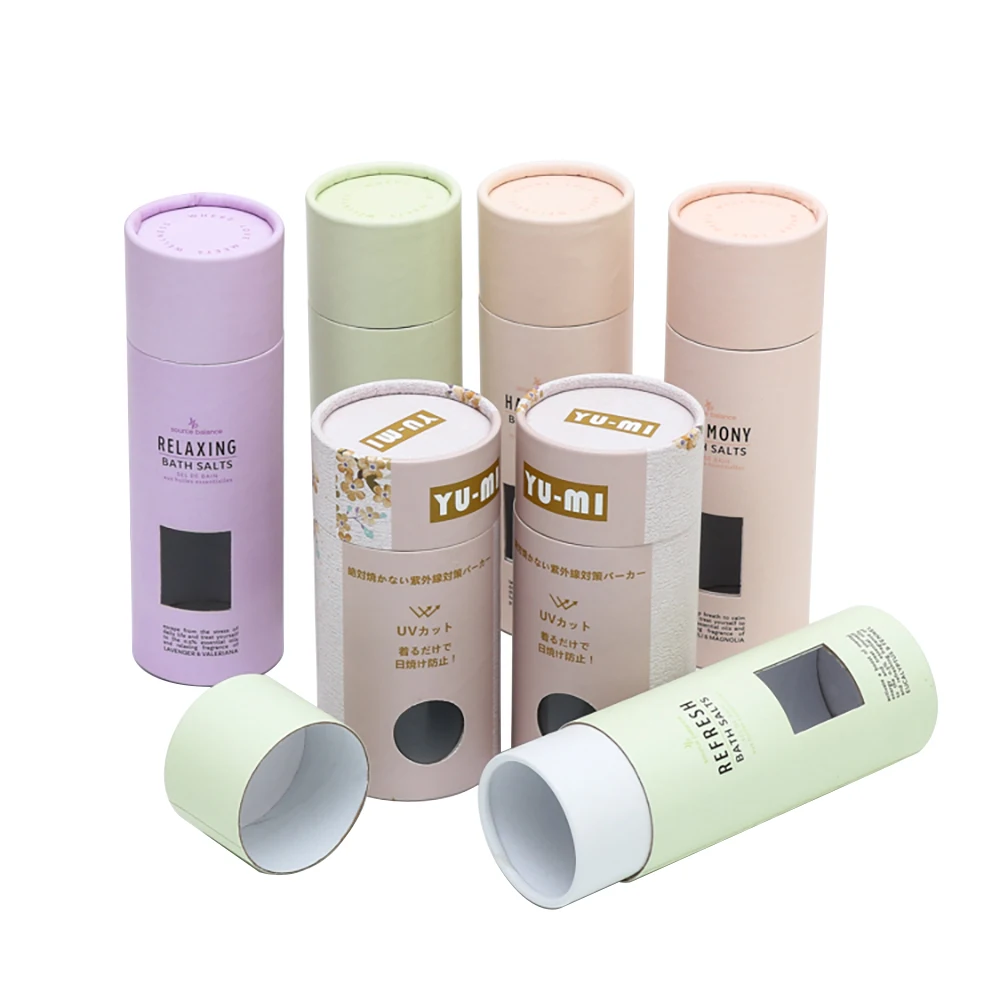 Recycled Cardboard Cylinder Bath Salts Cosmetics Packaging Box Round ...