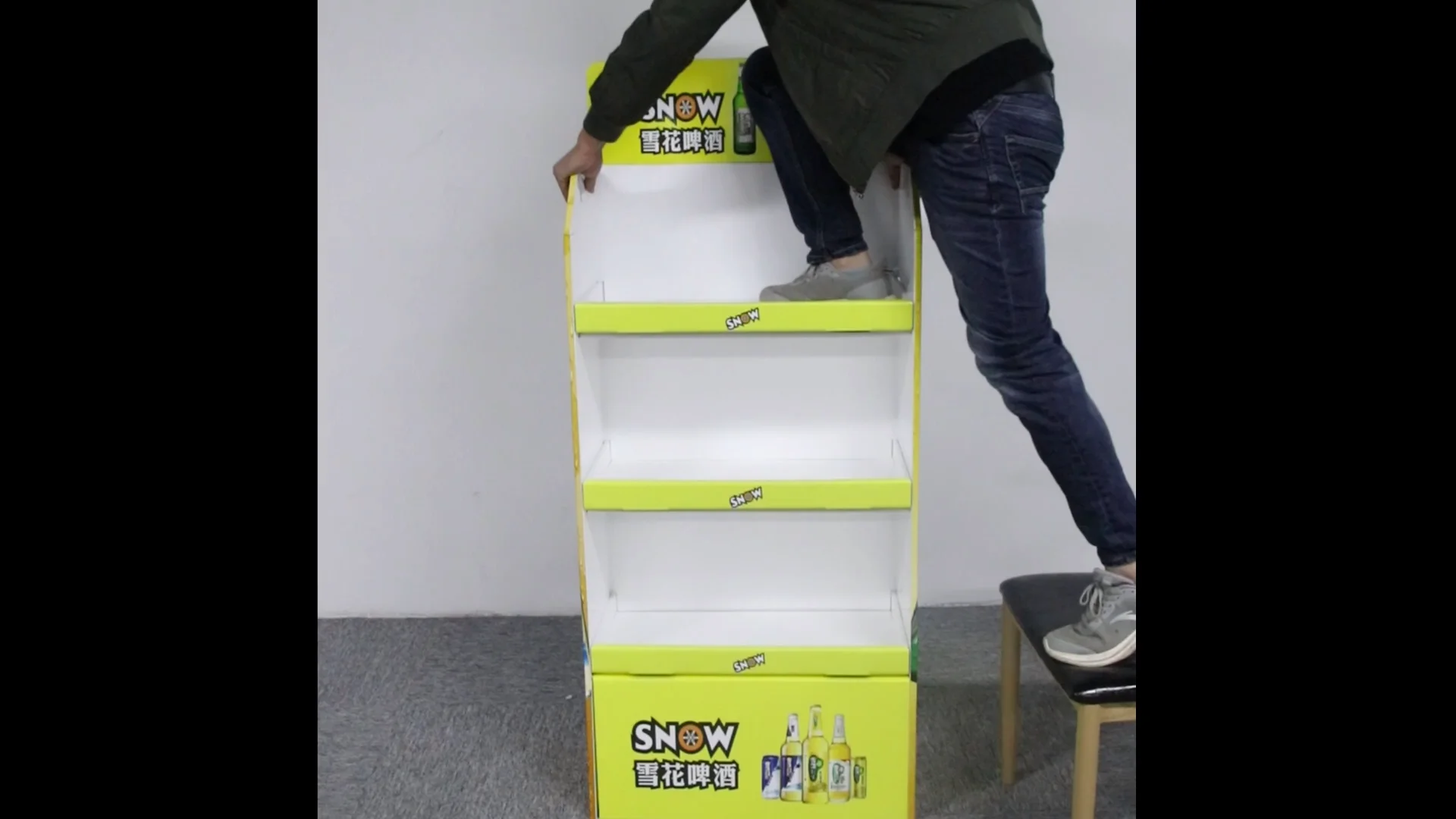 3 Tier Cardboard Display Stand Retail Printing Foldable Supermarket ...