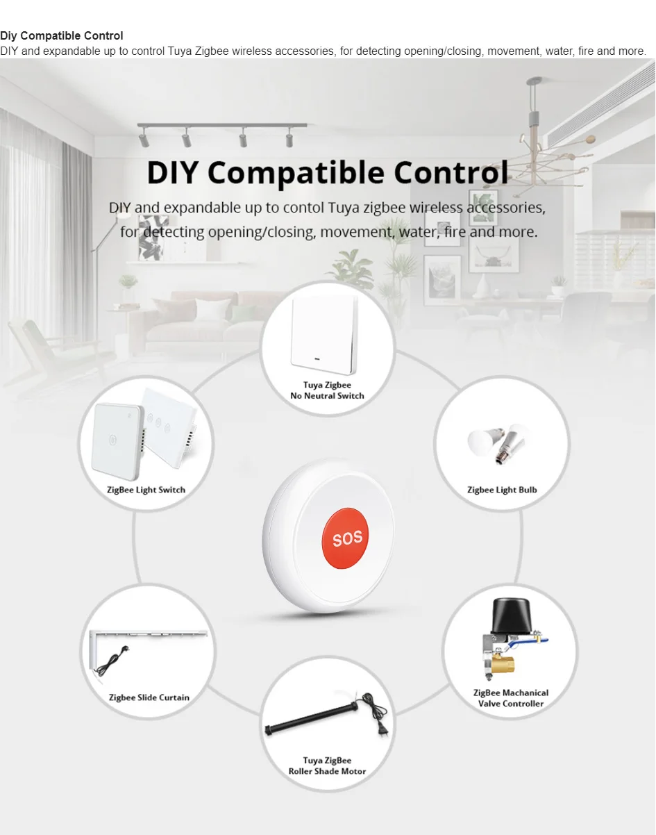 Tuya Zigbee SOS Panic Button - Wireless Emergency Alarm