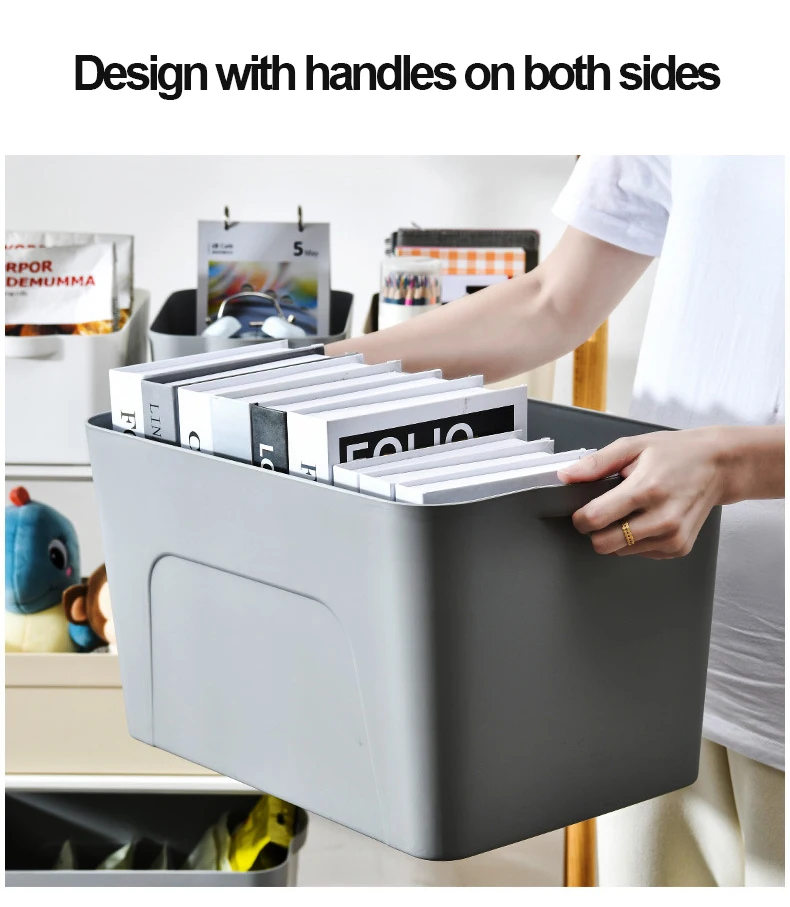 Desktop Storage Bins Plastic Storage Container Stackable Box with Lids ...