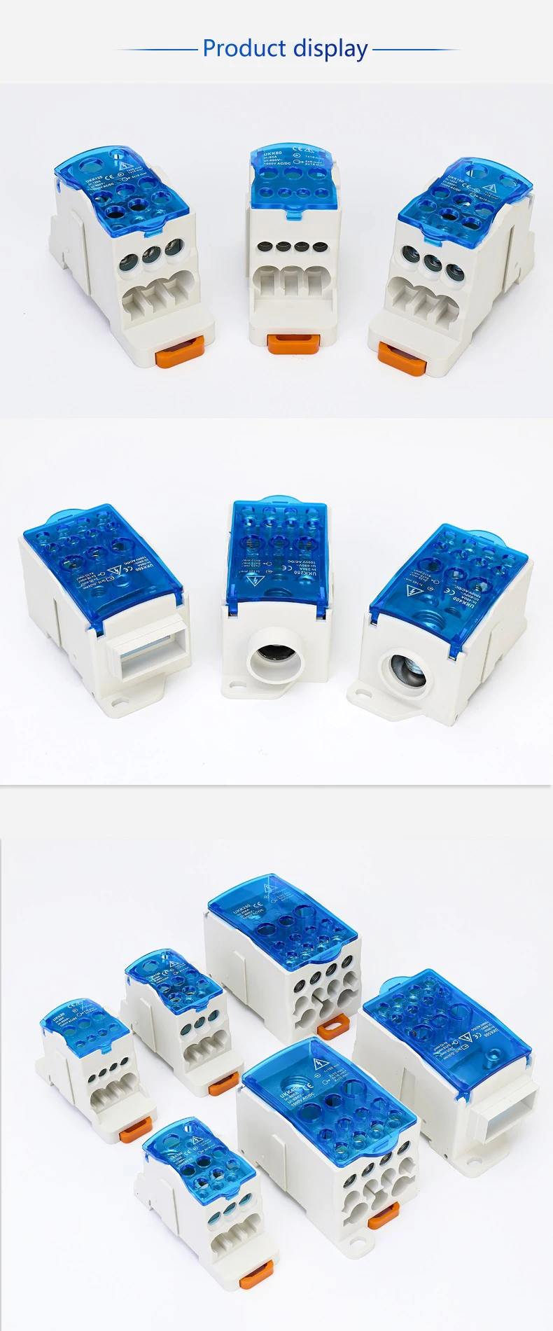Guide Rail Type Terminal Block Junction Box UKK80A Wire Splitter zero Line Terminal Block One in ...
