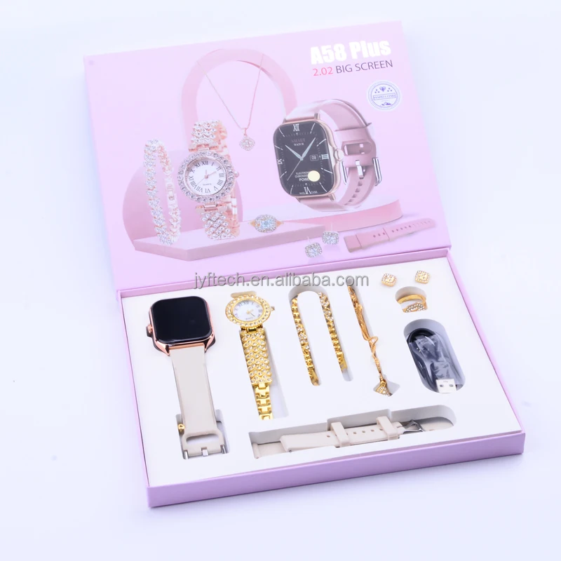 A58 Plus Couple Watch Sets Pair Men Smartwatch + Luxury Women Diamond ...