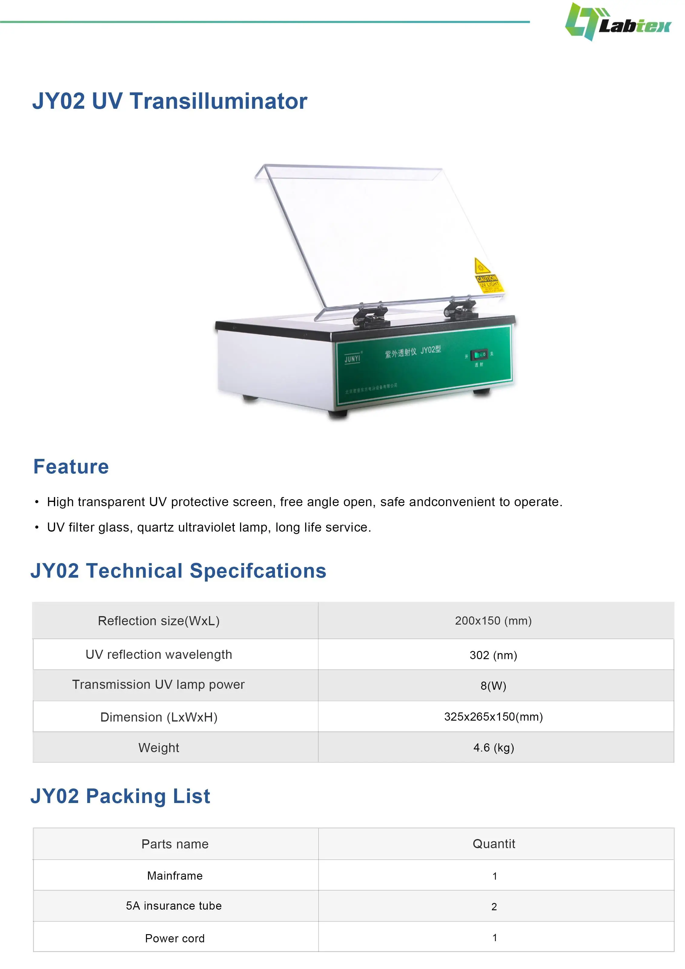 Labtex JY02 UV Transilluminator Ultraviolet Blue Light Transilluminator ...
