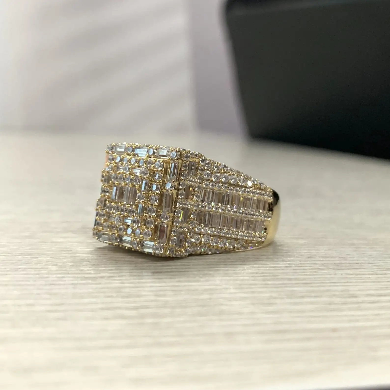 New Trendy Square Shape Custom Hiphop Silver Plated Rapper Ring With ...