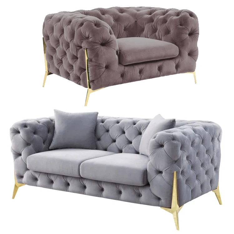 Chesterfield Design Royal Luxury Gold Foot Sofa Set