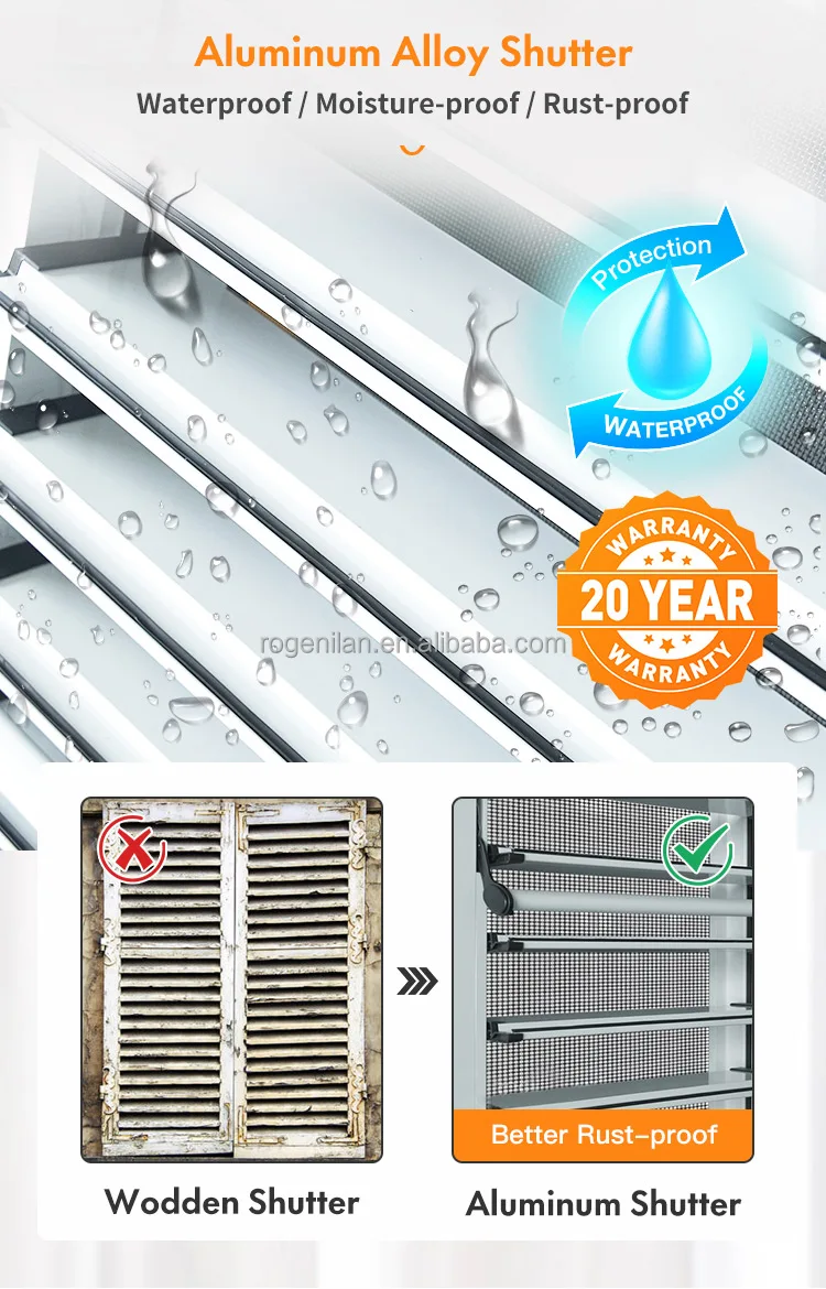 ROGENILAN Custom Interior Plantation Aluminum Window Shutters